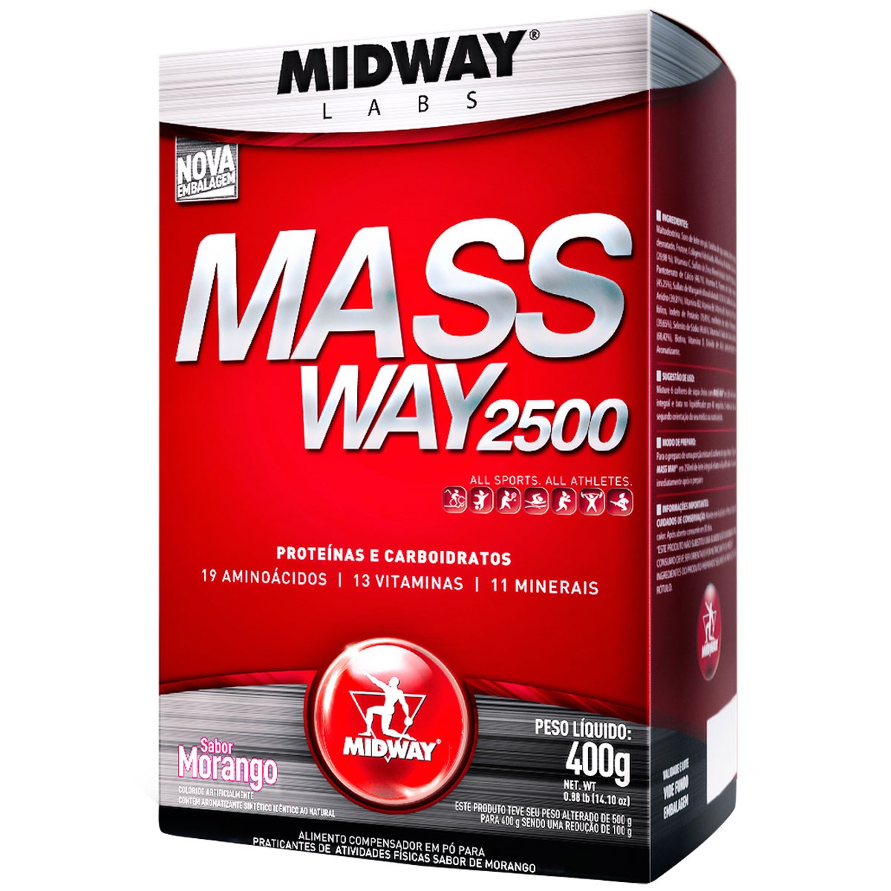 Hipercal Mass Way 3000 - 1 Kg - Sabor Morango - Midway | Centauro