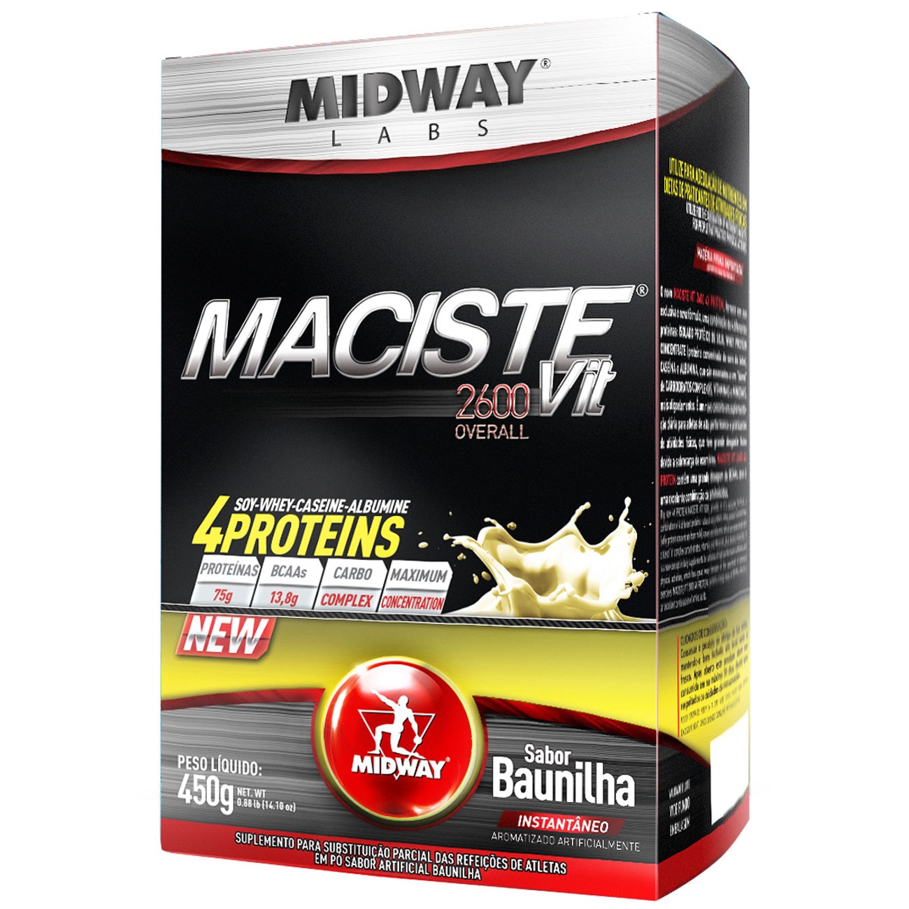 Hipercalórico Midway Maciste Vit 2600 Overall - Baunilha - 450g | Centauro