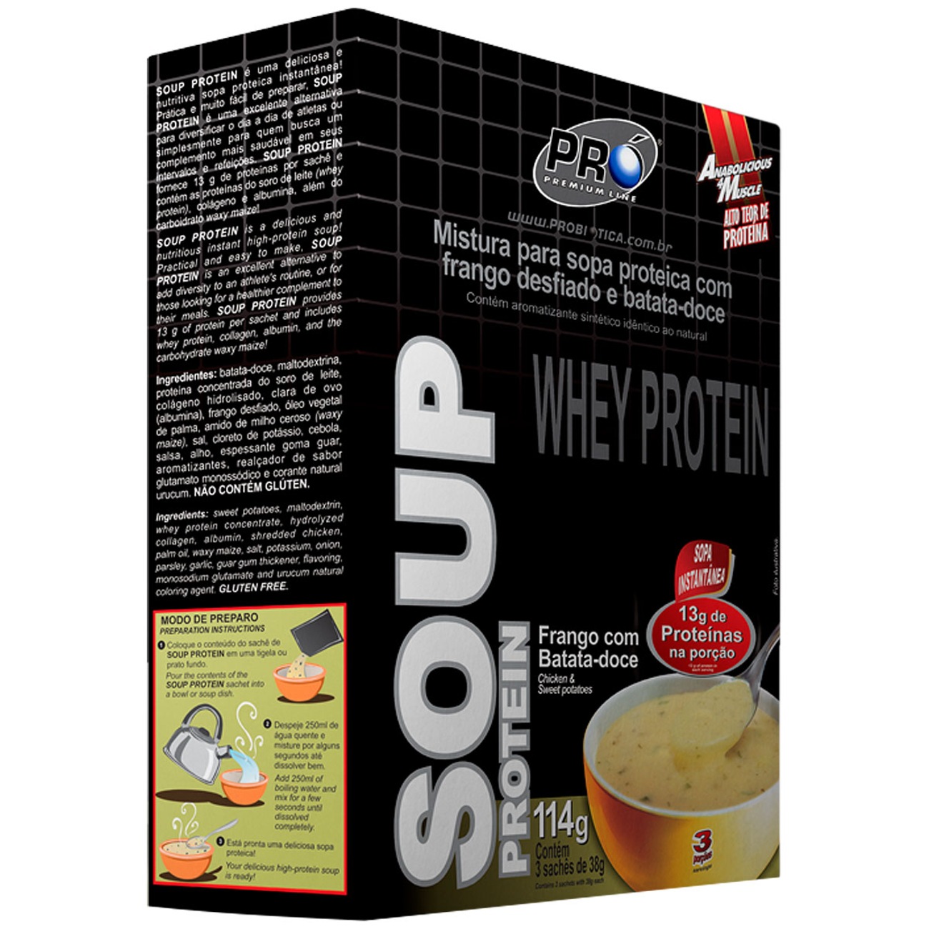 Soup Protein® - 114 g – Cx Com 3 Sachês De 38 g Cada – Sabor Frango com ...
