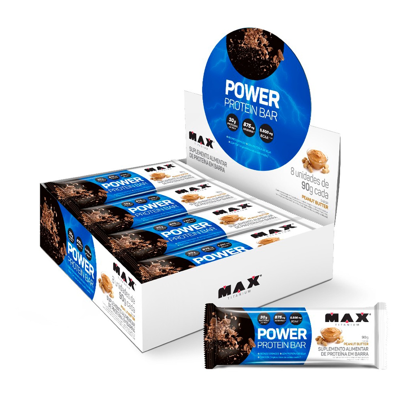 Barra de Proteína Max Titanium Power Pro Bar - 8 Unidades 90g cada ...