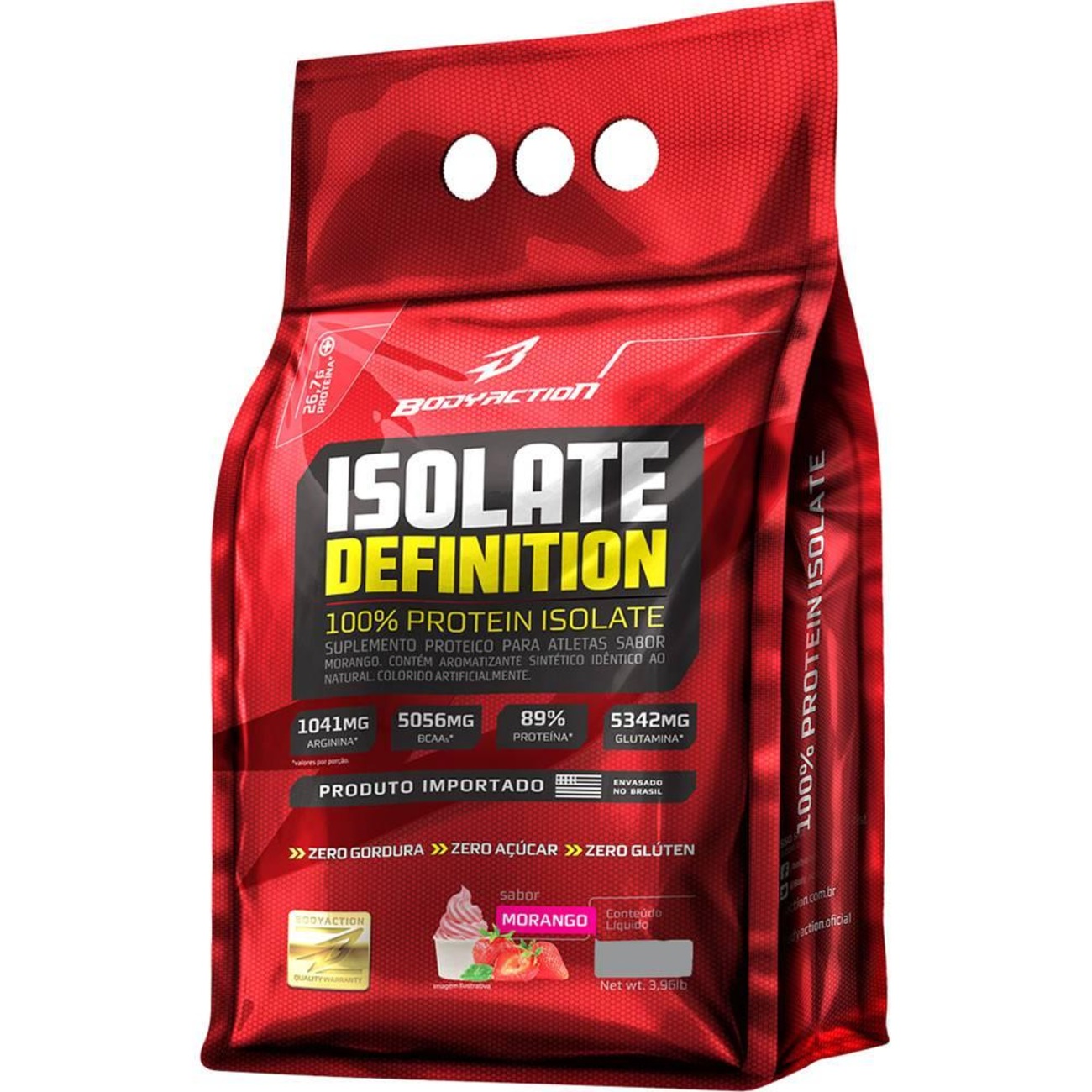 Whey Protein Isolado Body Action Isolate Definition - Morango - 1,8kg ...