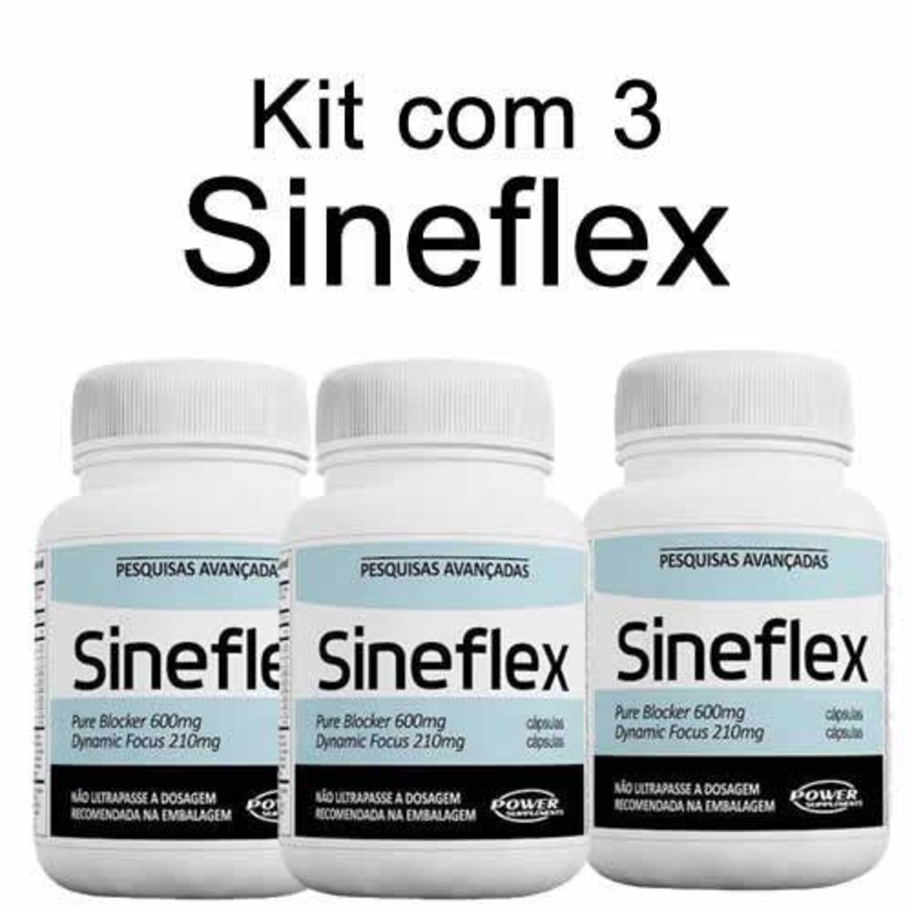 Temorgênico Power Supplements Sineflex - 3 Frascos com 150 Cápsulas ...