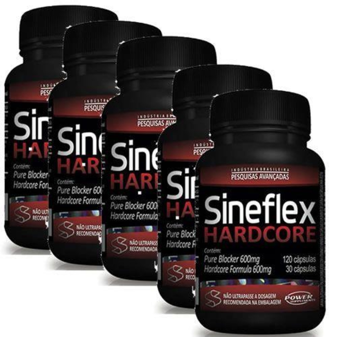 Termogênico Power Supplements Sineflex Hardcore - 5 Frascos com 150 ...