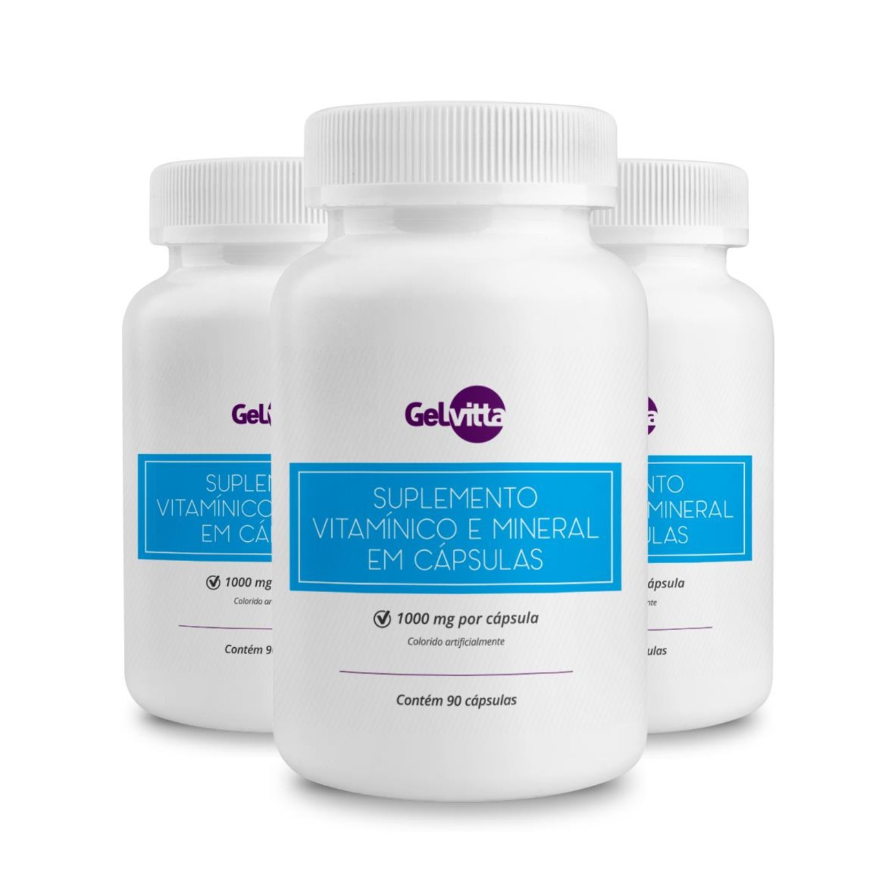 Suplemento Gelvitta Polivitamínico e Mineral - 270 cápsulas - 3 frascos ...