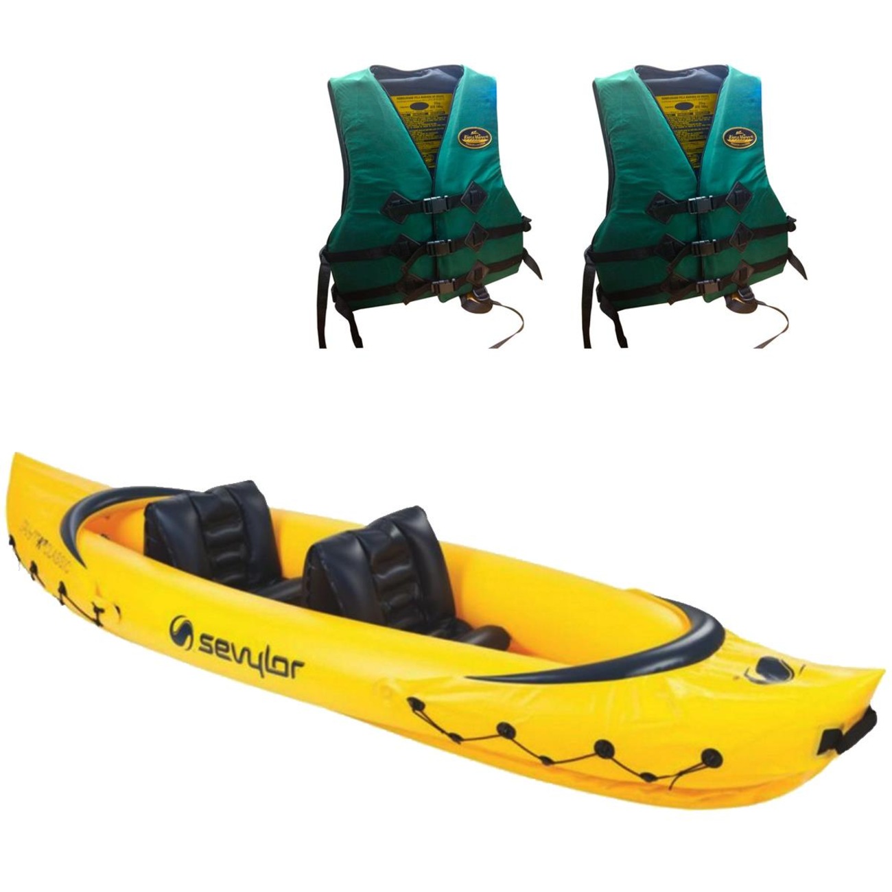 Caiaque Inflável Tahiti Sevylor 2 Pessoas + 2 Coletes Salva Vidas ...