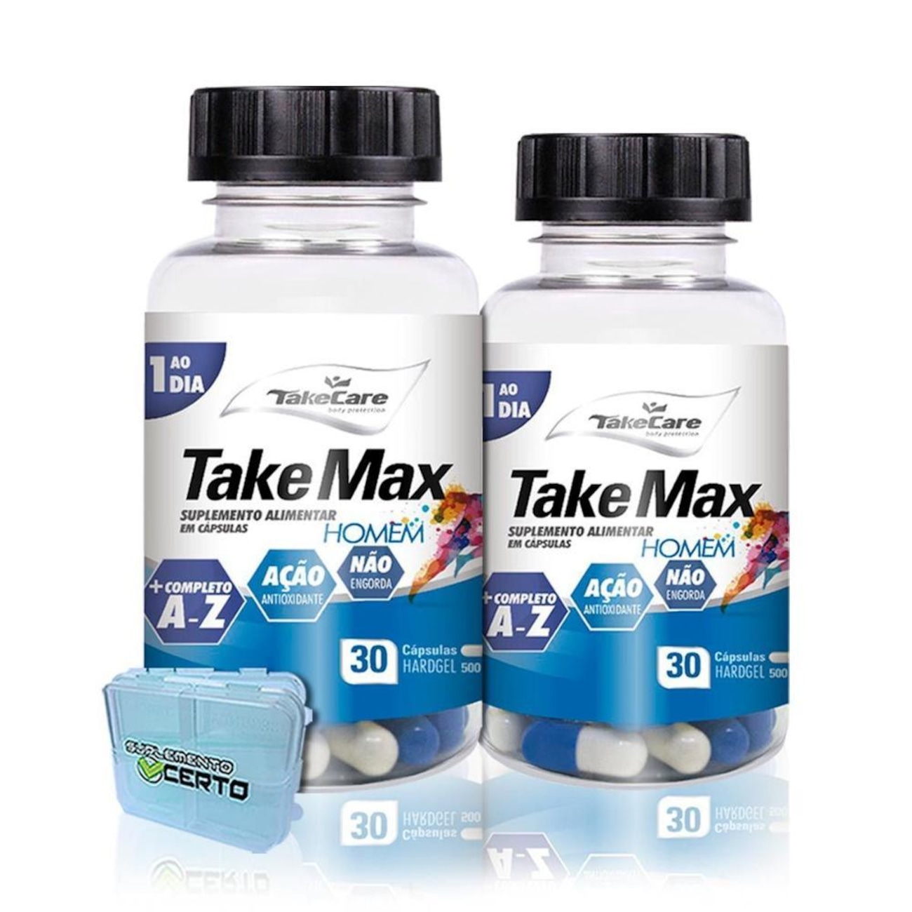 Kit Take Care: 2x Take Max Homem 30 Caps + Porta Cápsulas | Centauro