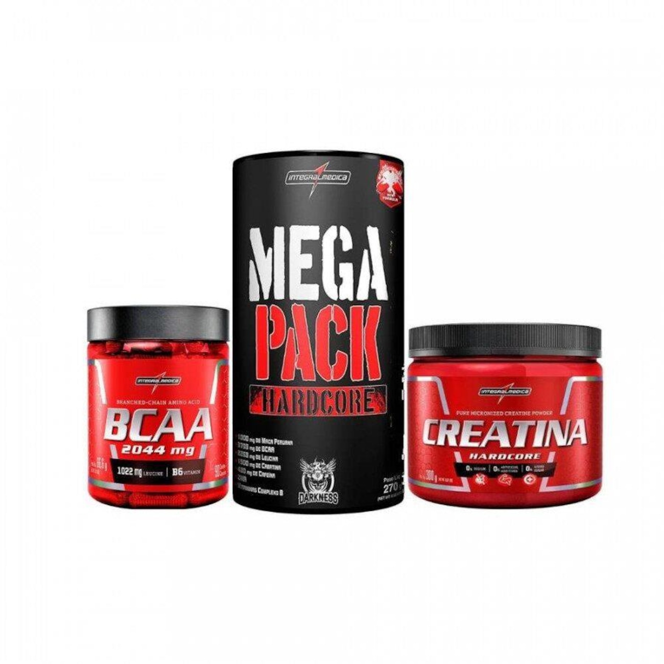 Kit Mega Pack Darkness Integralmédica + BCAA - 90 Cáps+ Creatina - 300g ...