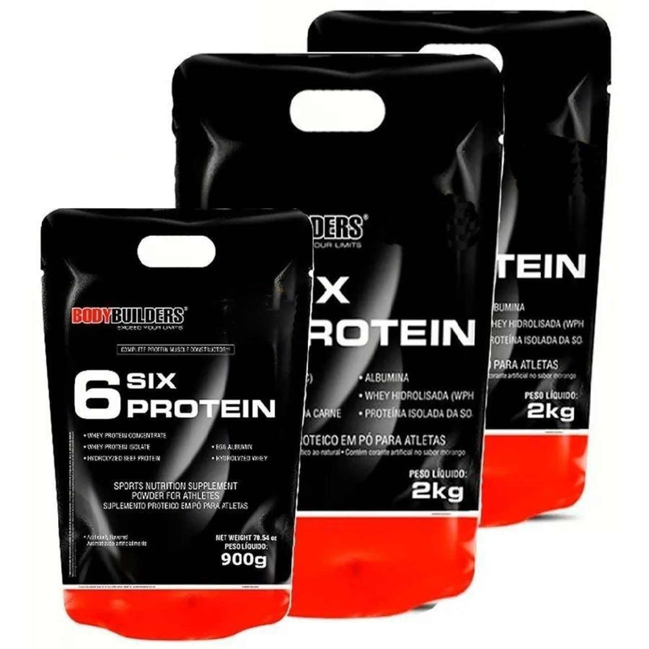 Kit Six Protein Bodybuilders - Morango - 2Kg - 2 unidades + Six Protein ...