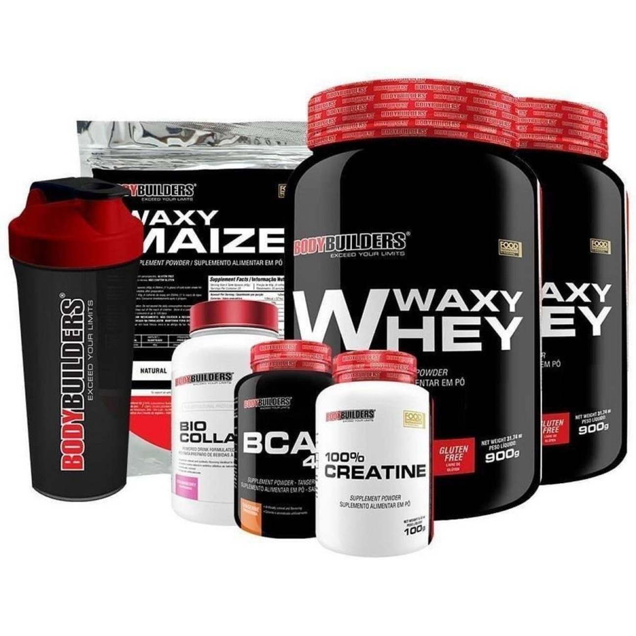 Kit 2x Whey Protein Bodybuilders - Baunilha - 900g + Waxy Maize ...