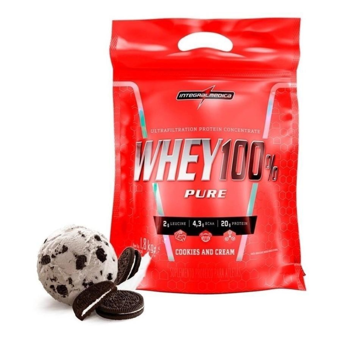 Whey Protein 100% Pure Integralmédica Cookies & Cream - 1,8Kg | Centauro