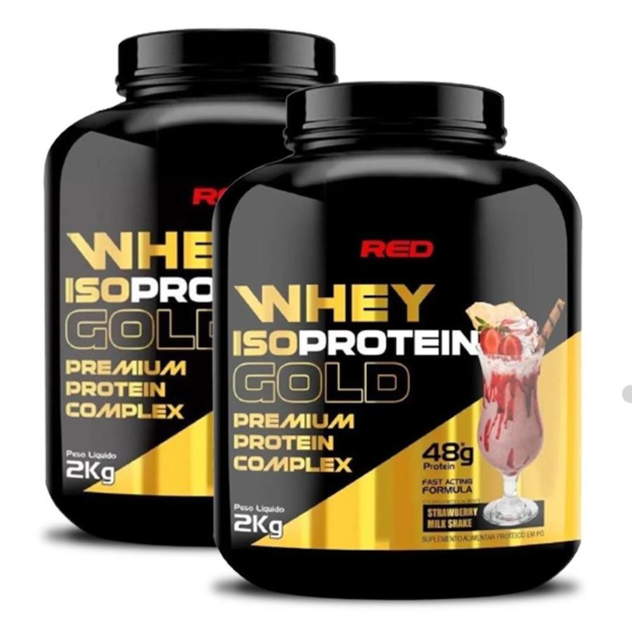 Kit 2x Whey Protein Isolado + WPC Gold Red Series - Morango - 2Kg | Centauro