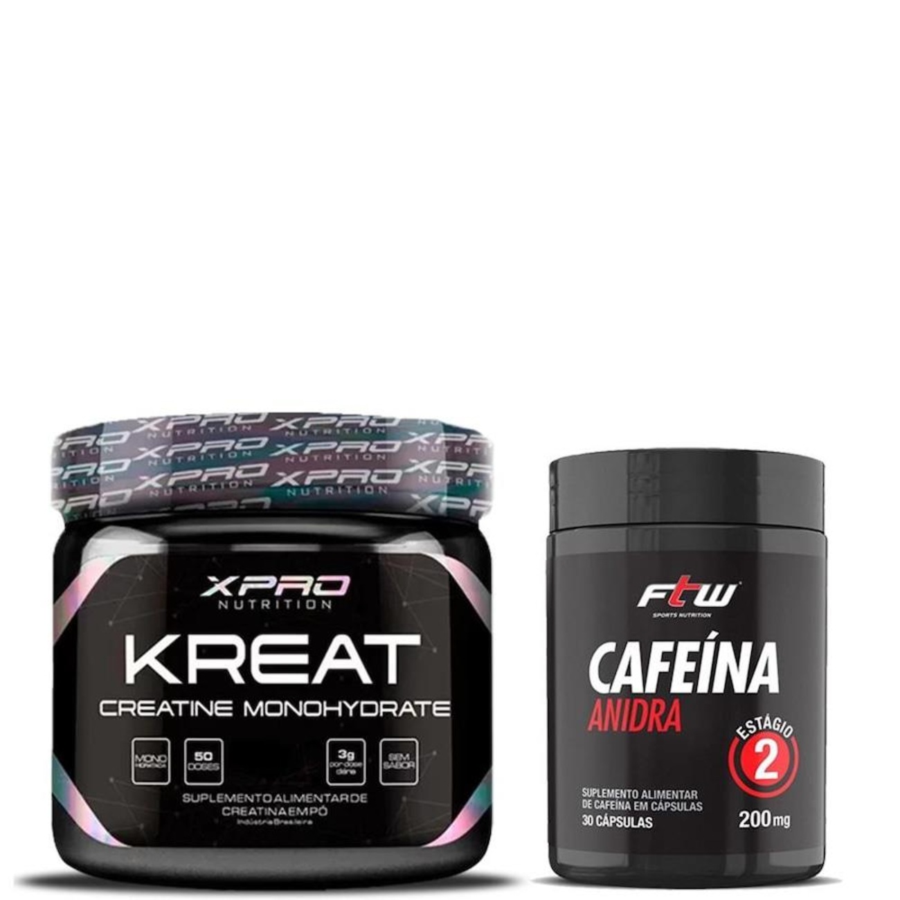Cafeína Anidra XPRO Nutrition - 30 Cápsulas + Creatina - 100g | Centauro