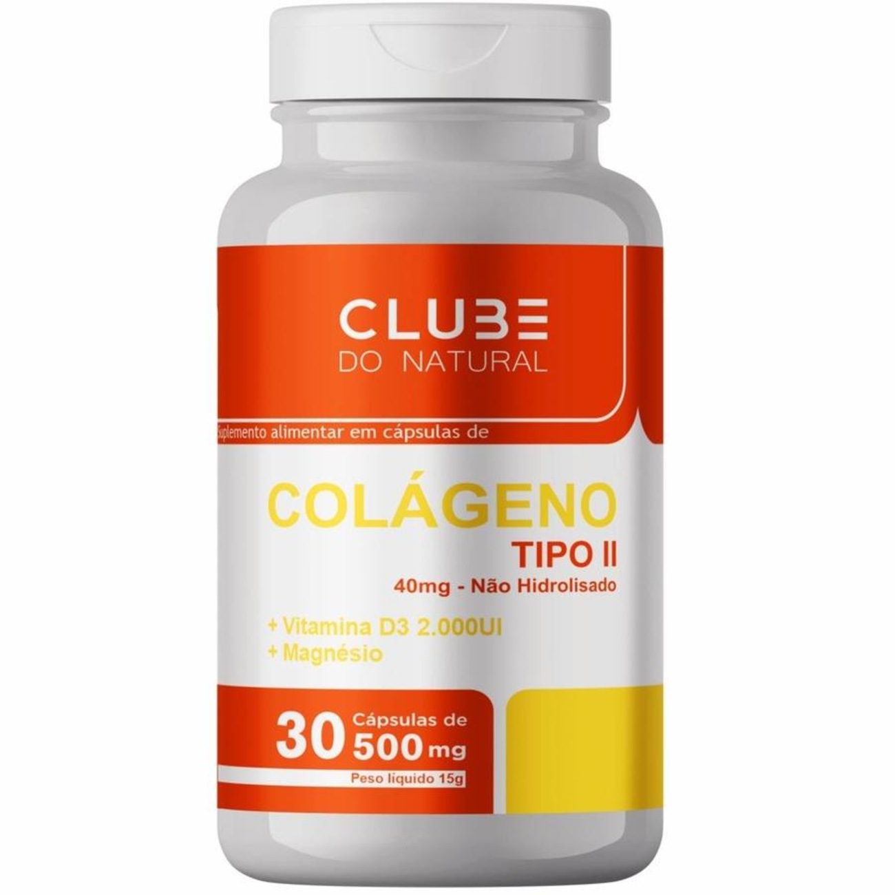 Colageno Tipo 2 40Mg Vit D3 Magnésio Clube do Natural - 30 Caps | Centauro