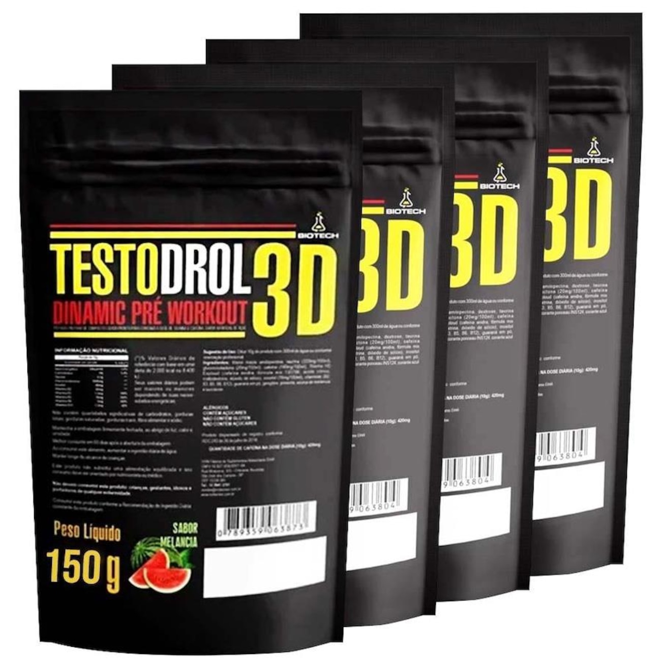 Kit Pré Treino Biotech Pré Workout Testodrol 3D 150g - 4 Unidades ...