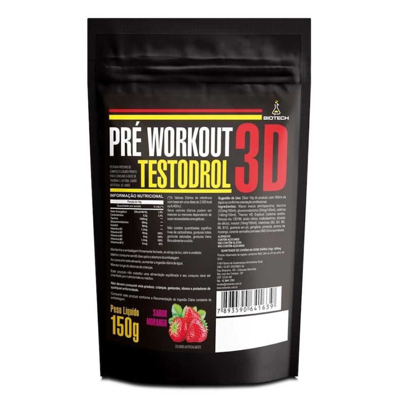 Pré Treino Pre Workout Testodrol 3D Biotech - 150g | Centauro
