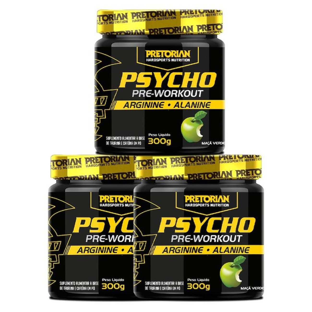 Kit Pretorian: 3x Pré Treino Psycho Pre Workout - - 300g | Centauro