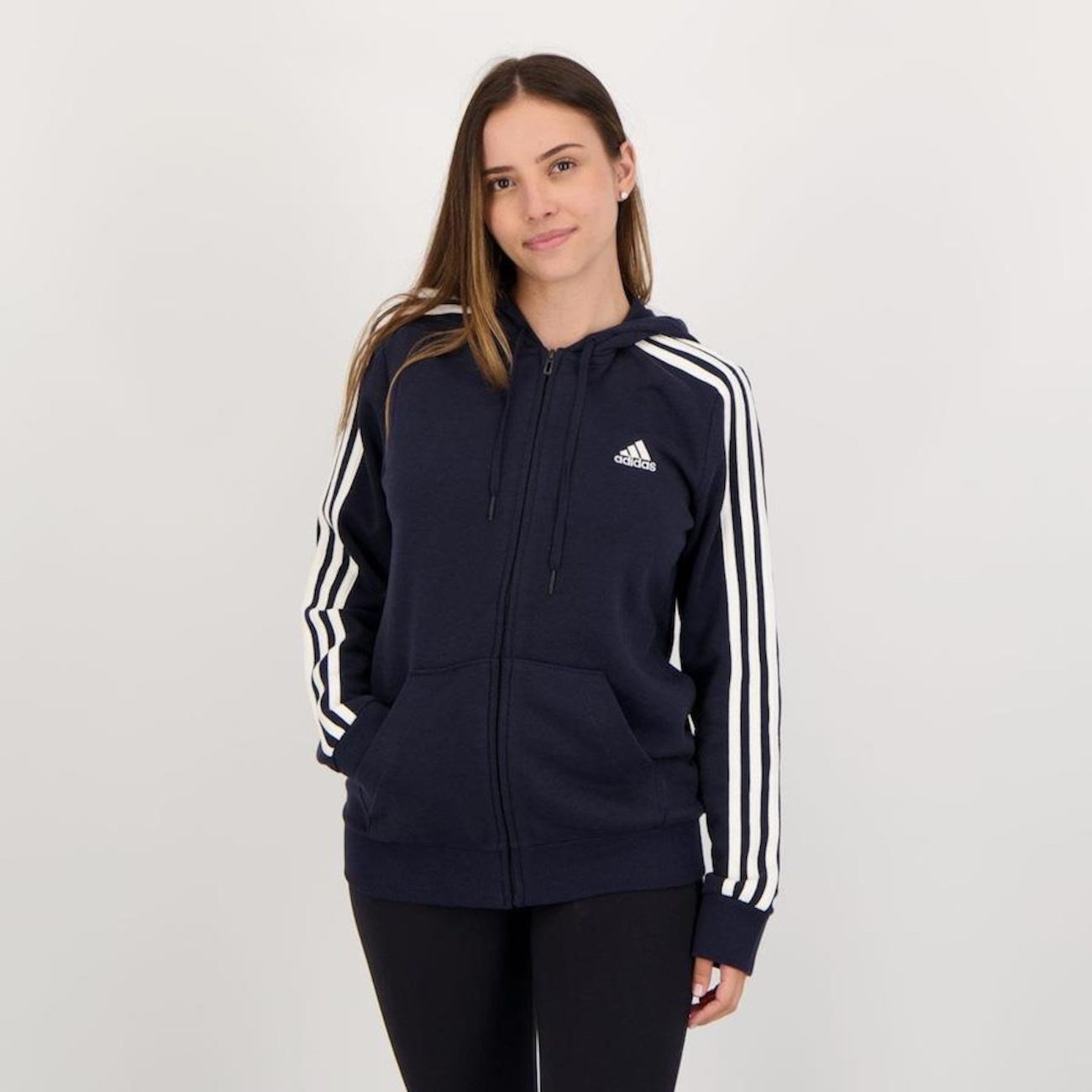Blusão de Moletom adidas 3 Listras - Feminino | Centauro