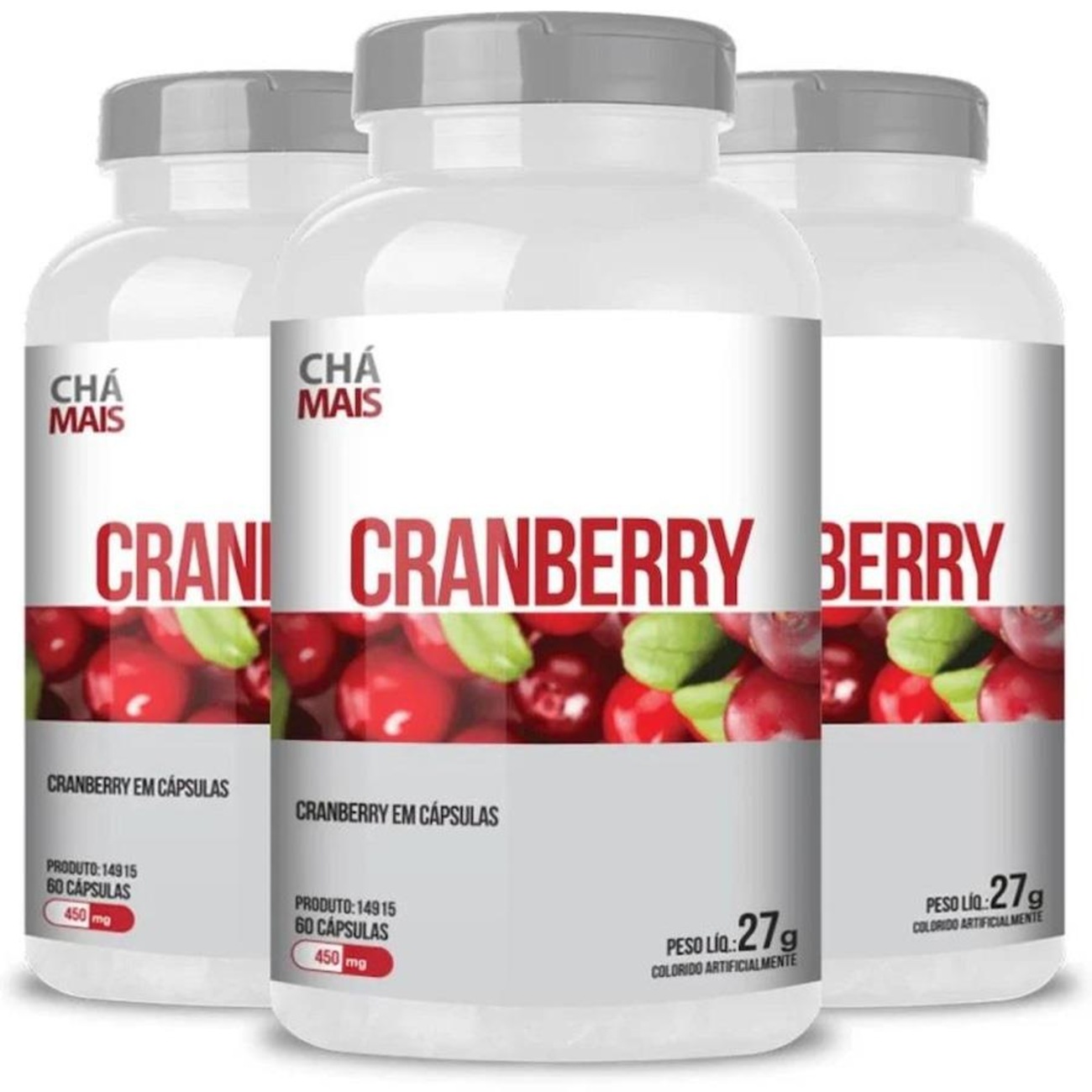 Kit Cranberry 450mg Chá Mais - 60 cápsulas - 3 Unidades | Centauro