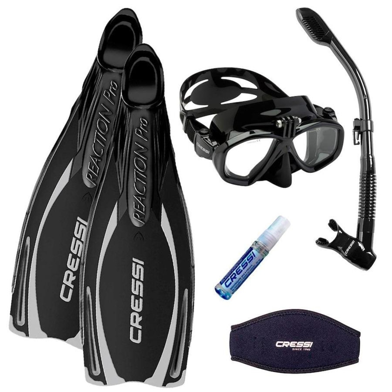 Kit Cressi Reaction Pro + Máscara Action + Dry + Anti Fog + Strap ...