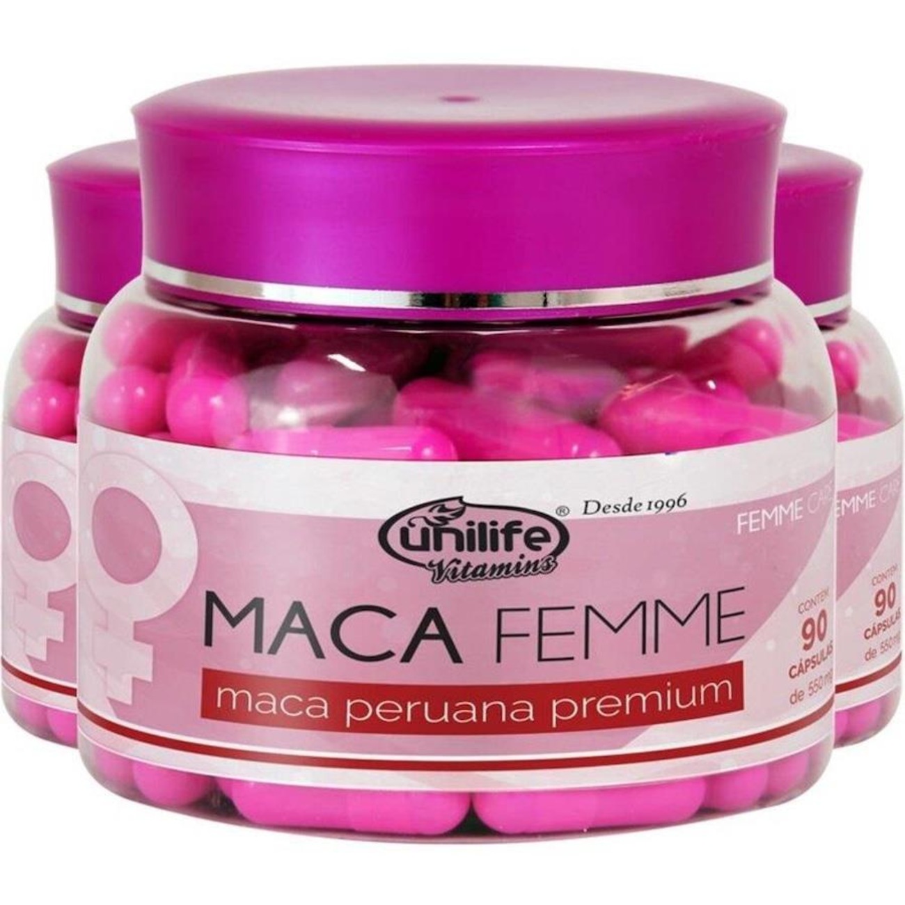 Kit Maca Femme Maca Premium Unilife 560mg - 90 cápsulas - 3 unidades ...