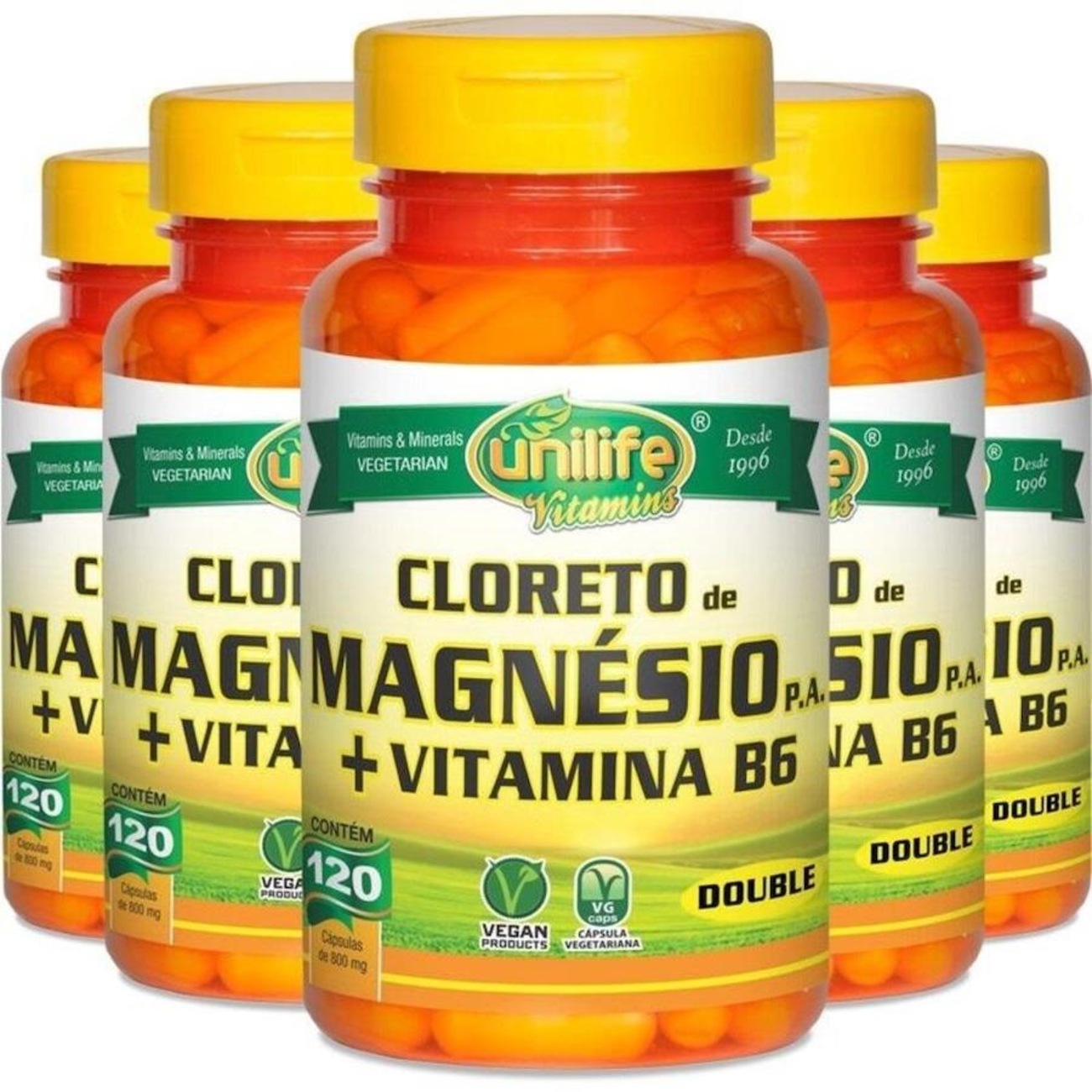 Kit Cloreto de Magnésio P.A. Unilife - 800mg - 120 Cápsulas - 5 unidades | Centauro
