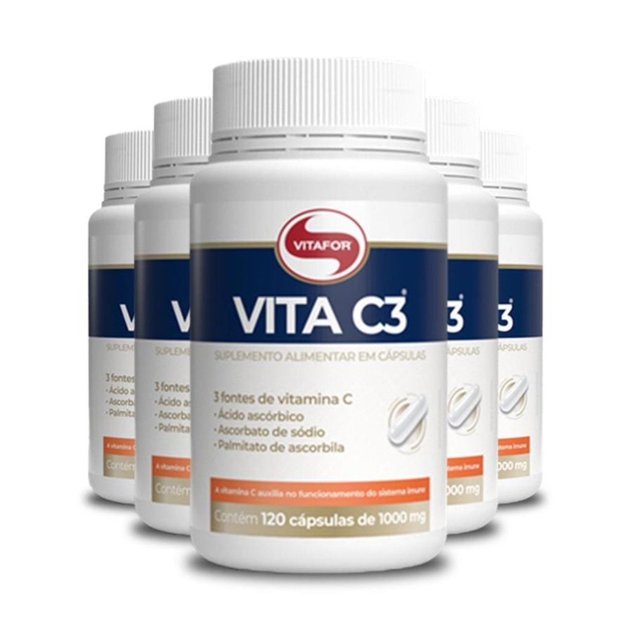 Kit Vita C3 Vitamina C Vitafor - 120 cápsulas - 5 unidades | Centauro