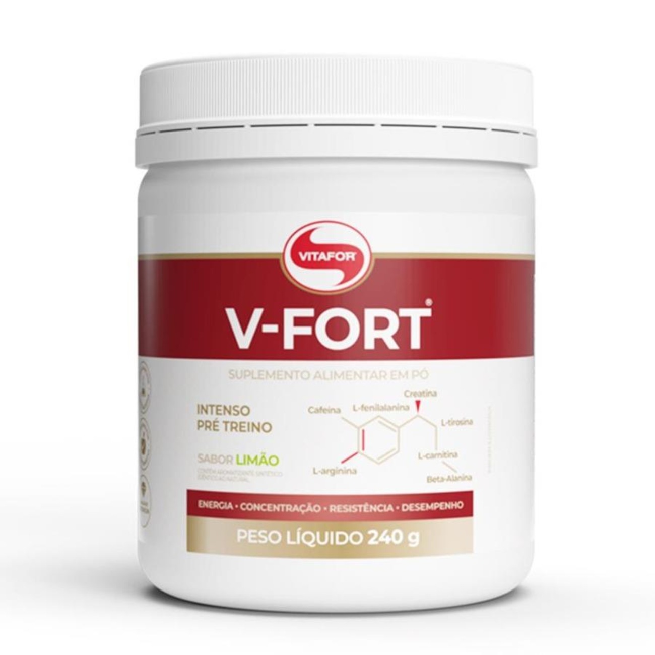 V-Fort - Intenso Pré treino Vitafor - Limão - 240g | Centauro