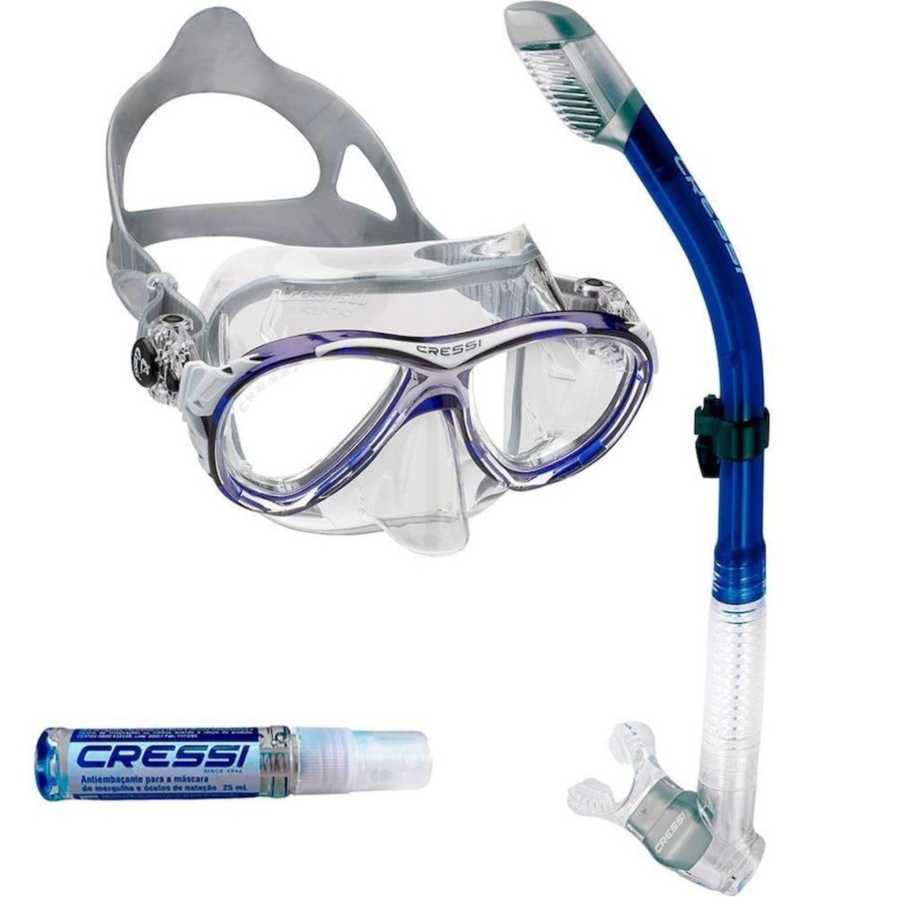 Kit de Mergulho Cressi: Máscara Eyes Evolution Crystal + Snorkel ...