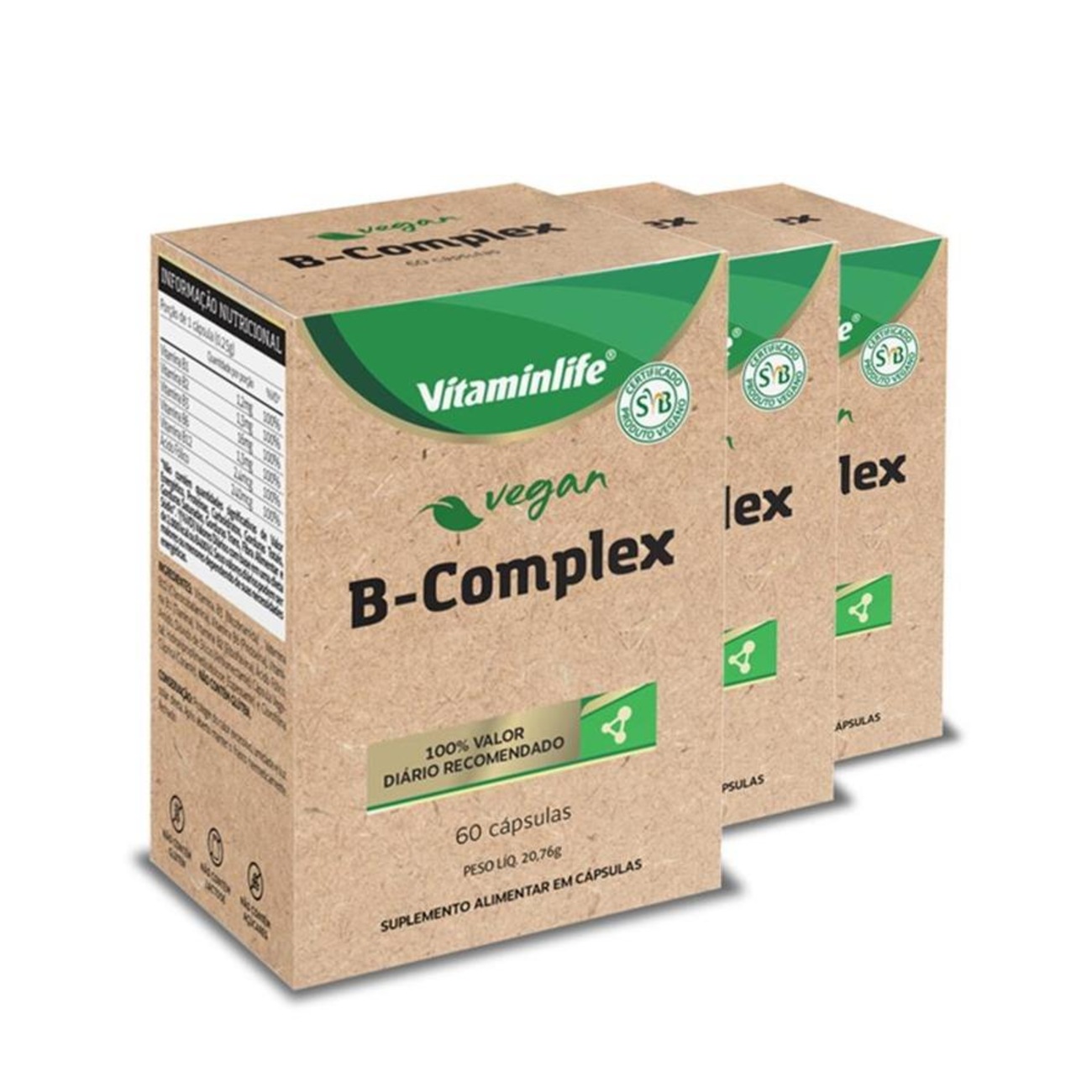 Kit de B Complex VitaminLife - 120 cápsulas - 3 unidades Veganas | Centauro