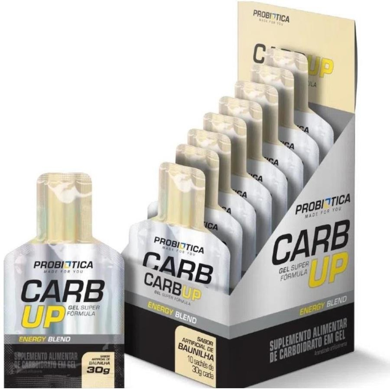 Carb Up Gel Super Fórmula Probiótica - Baunilha - 10 Sachês - 30G ...
