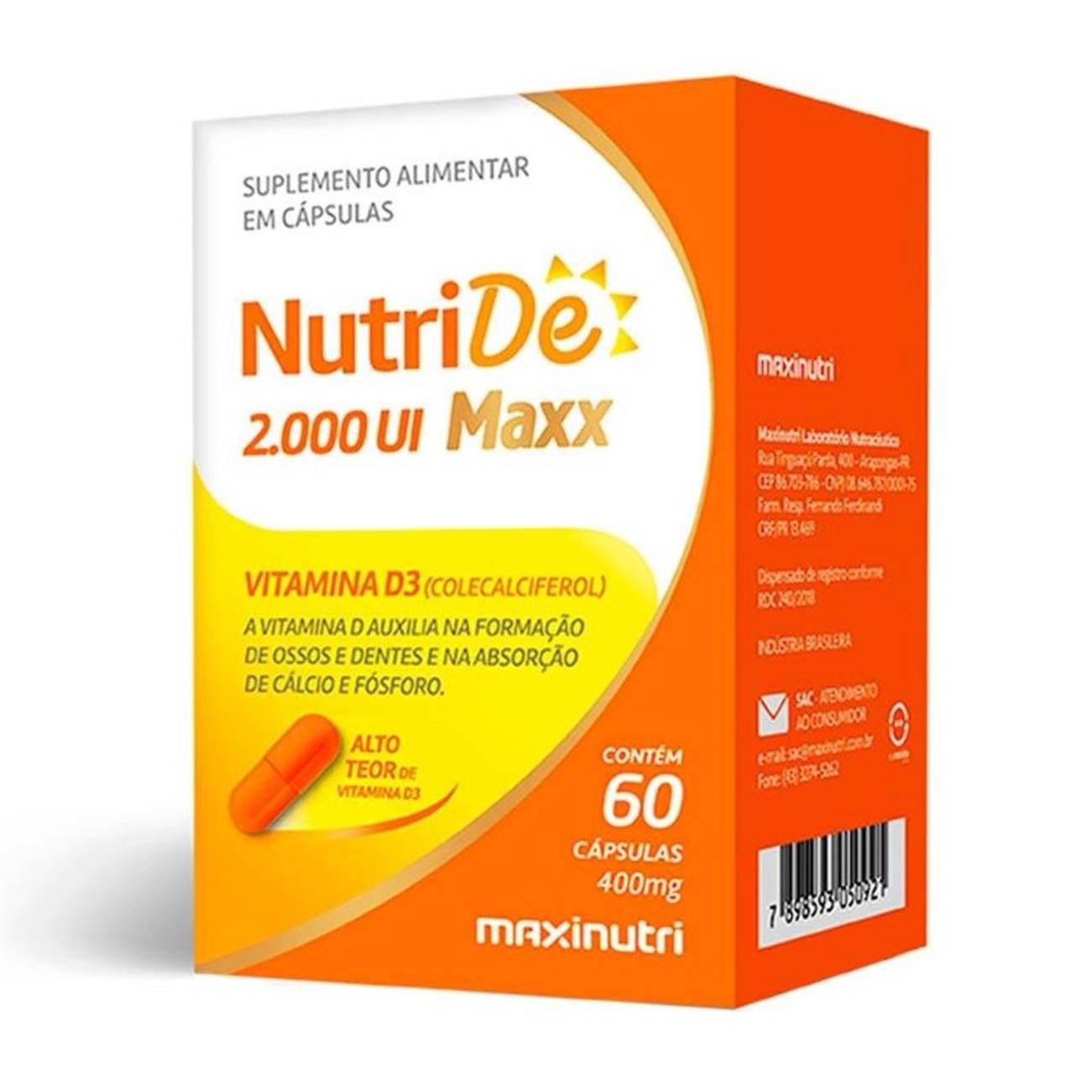 NutriDe Vitamina D 2000 UI Maxinutri - 60 Capsulas | Centauro