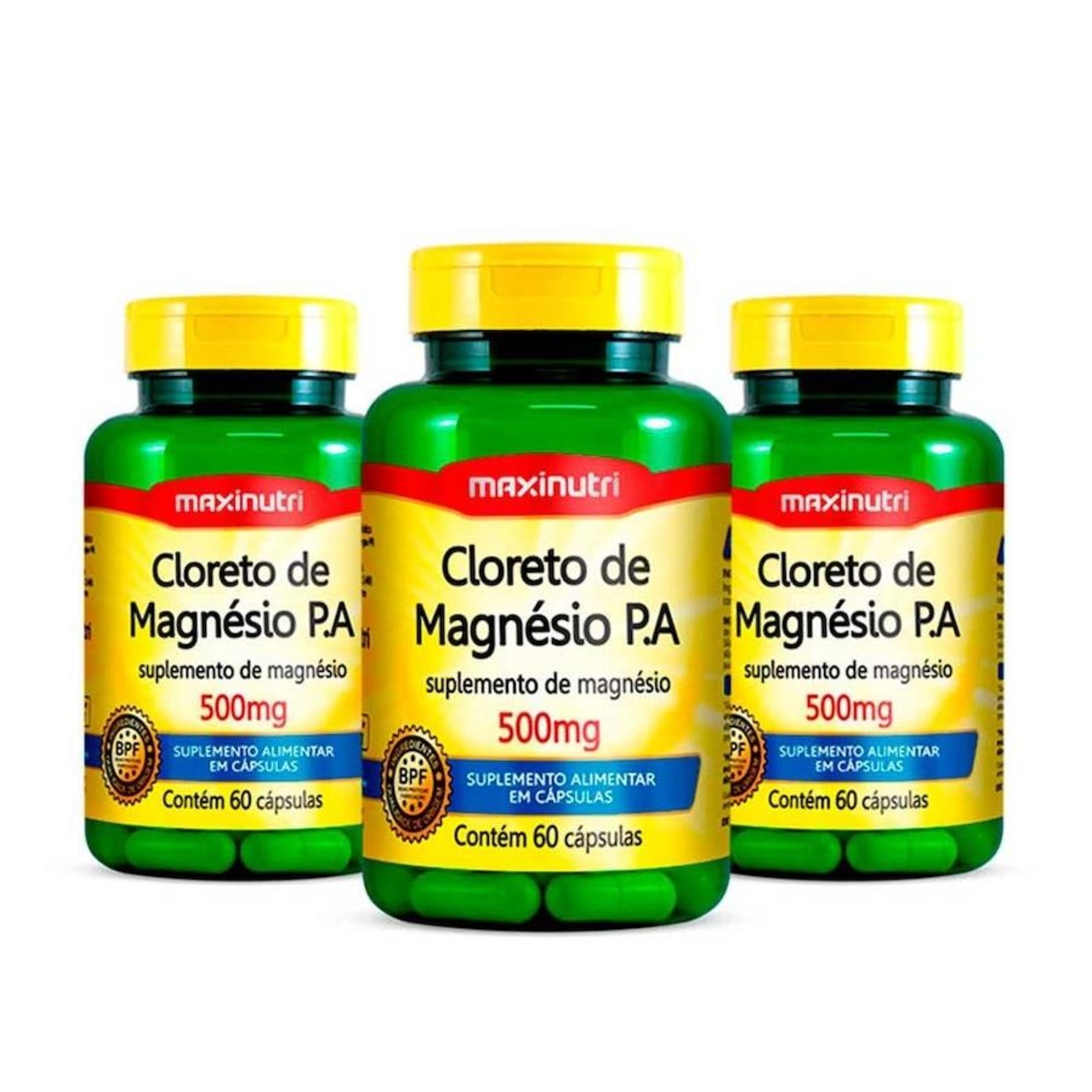 kit 03 Cloreto de Magnésio P A 500mg Maxinutri - 60 Cápsulas | Centauro