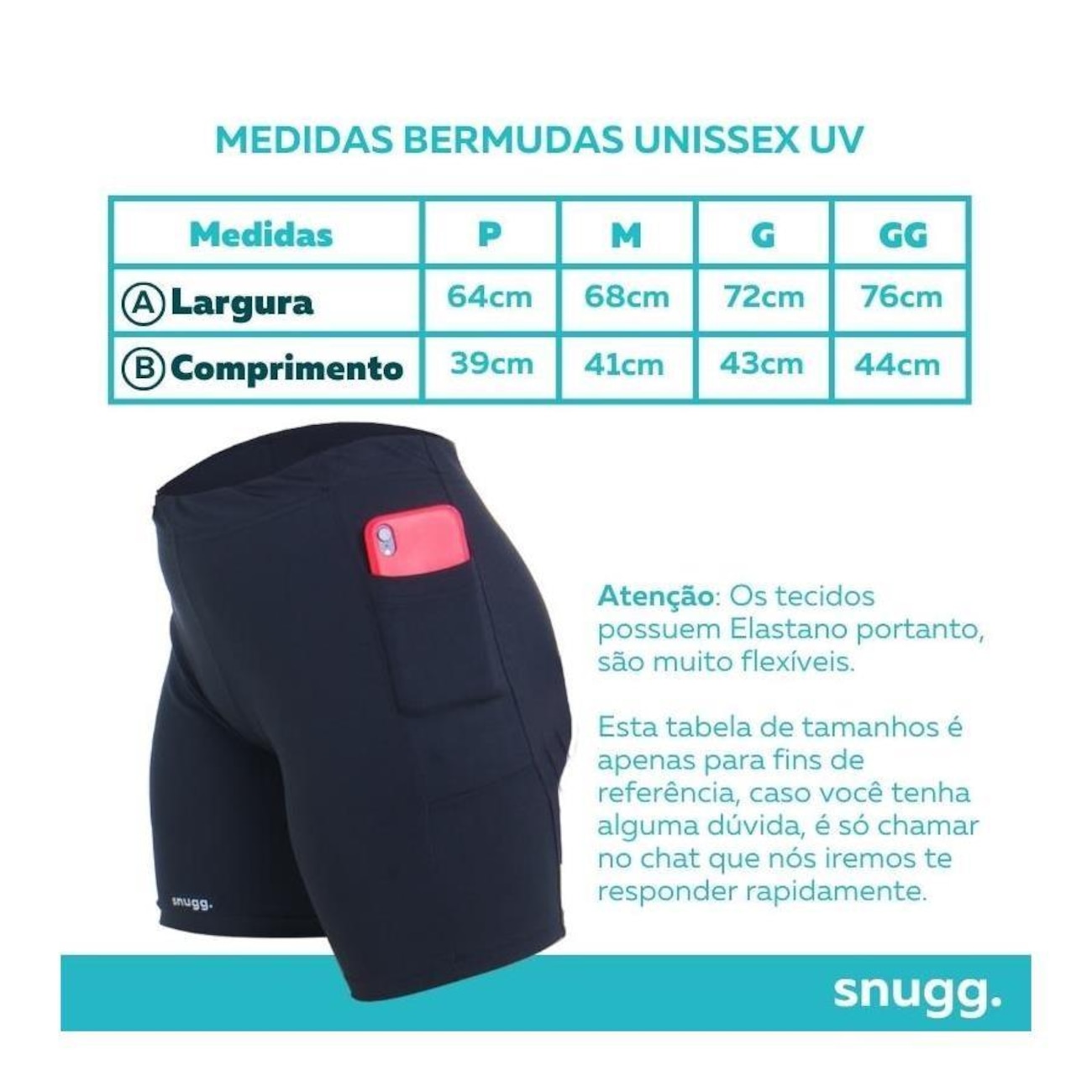 Bermuda com Bolso Segunda Pele Snugg Wear Proteção Uv50+ - Feminina ...
