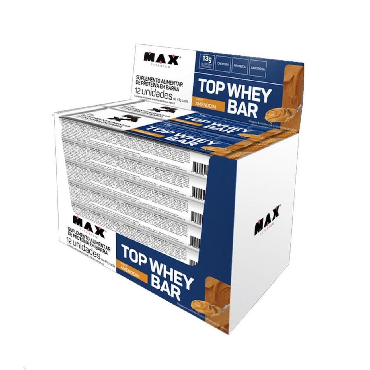 Barrinha Protéica Max Titanium Power Protein Display 12Un de - 41g ...