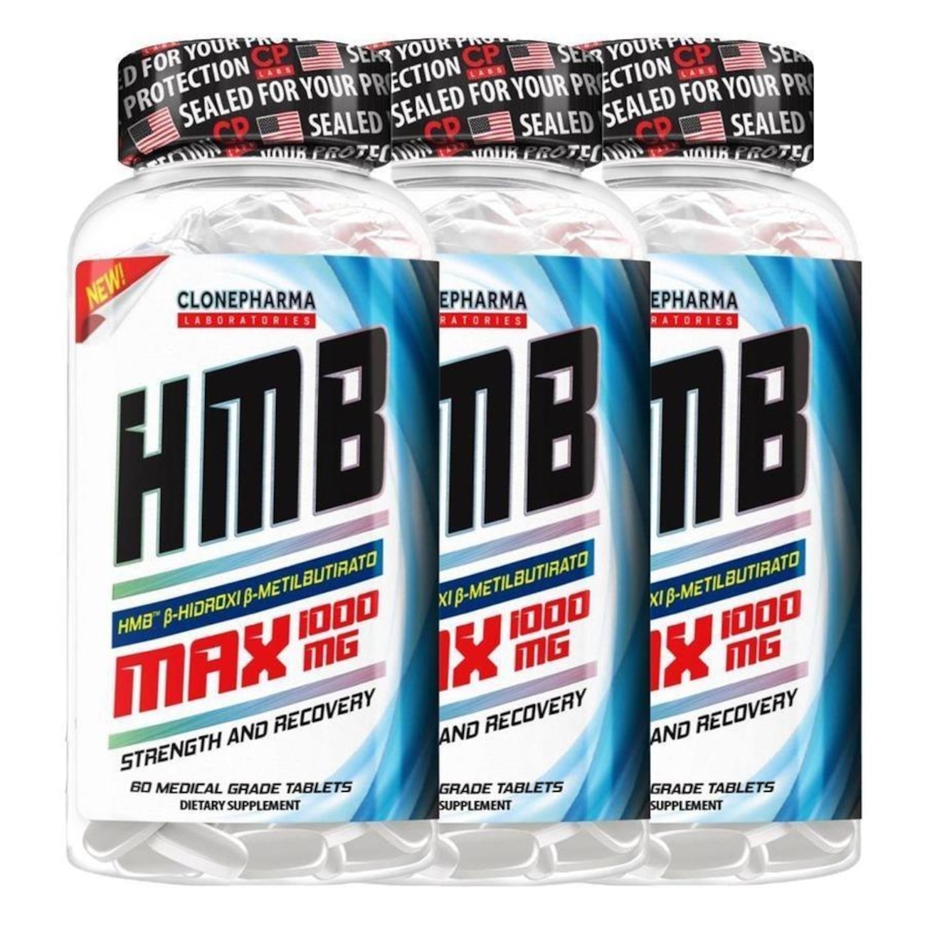 Kit HMB Max 1000mg Clone Pharma - 60 Tabletes - 3 Unds | Centauro