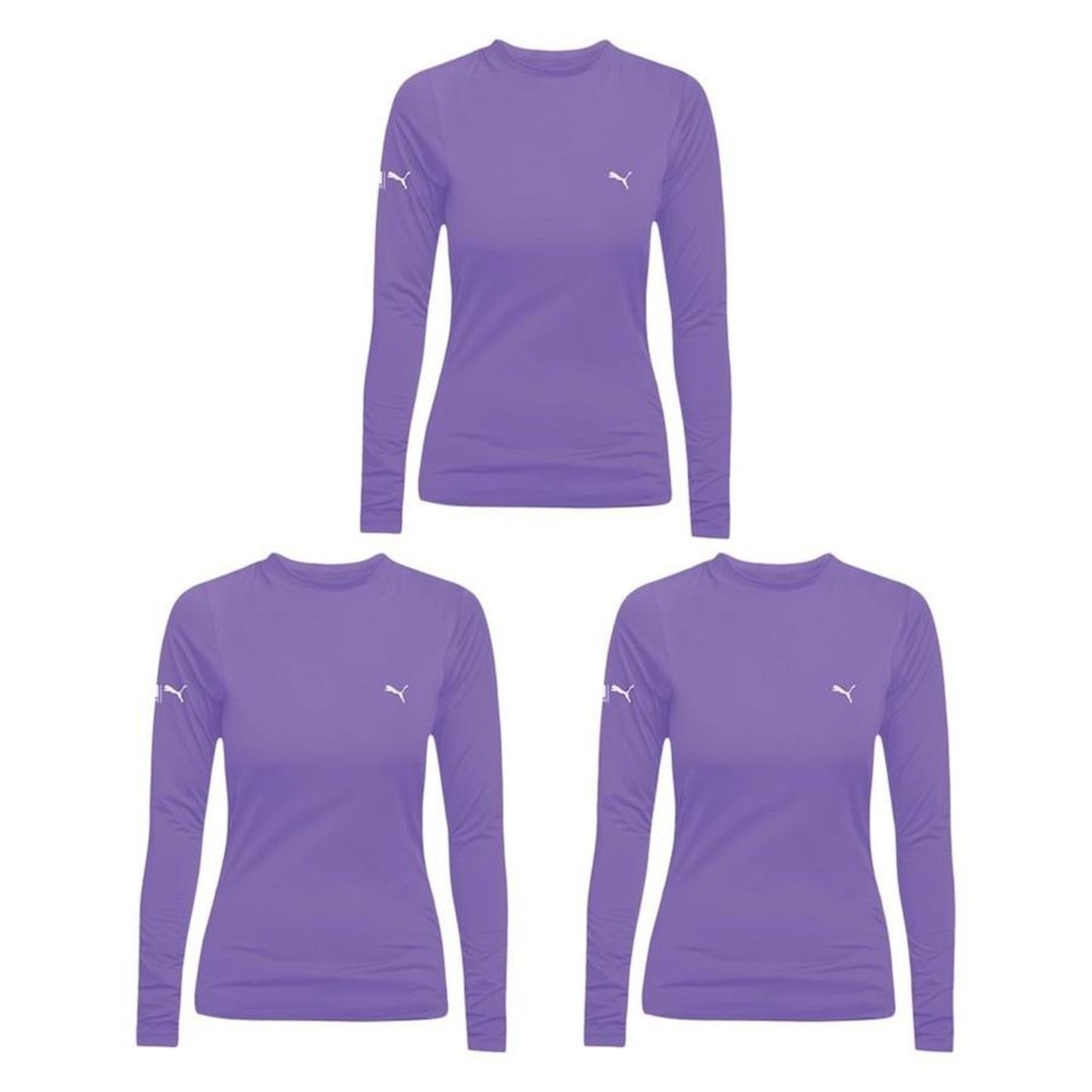 Kit de Camisas Térmicas Puma Manga Longa Uv50+ - 3 Unidades - Feminina ...