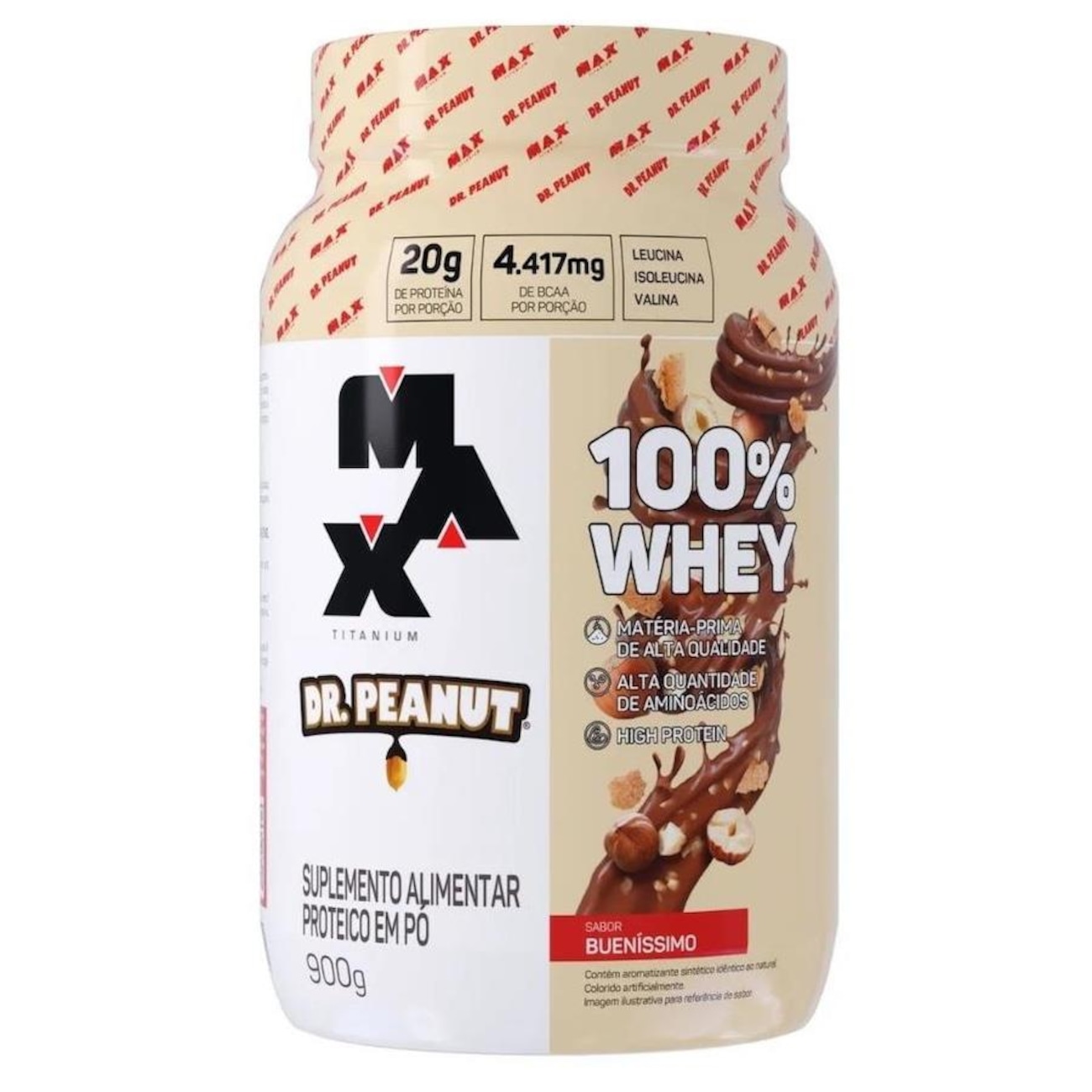 Whey Protein Max Titanium 100% - Dr. Peanut Bueníssimo - 900g | Centauro
