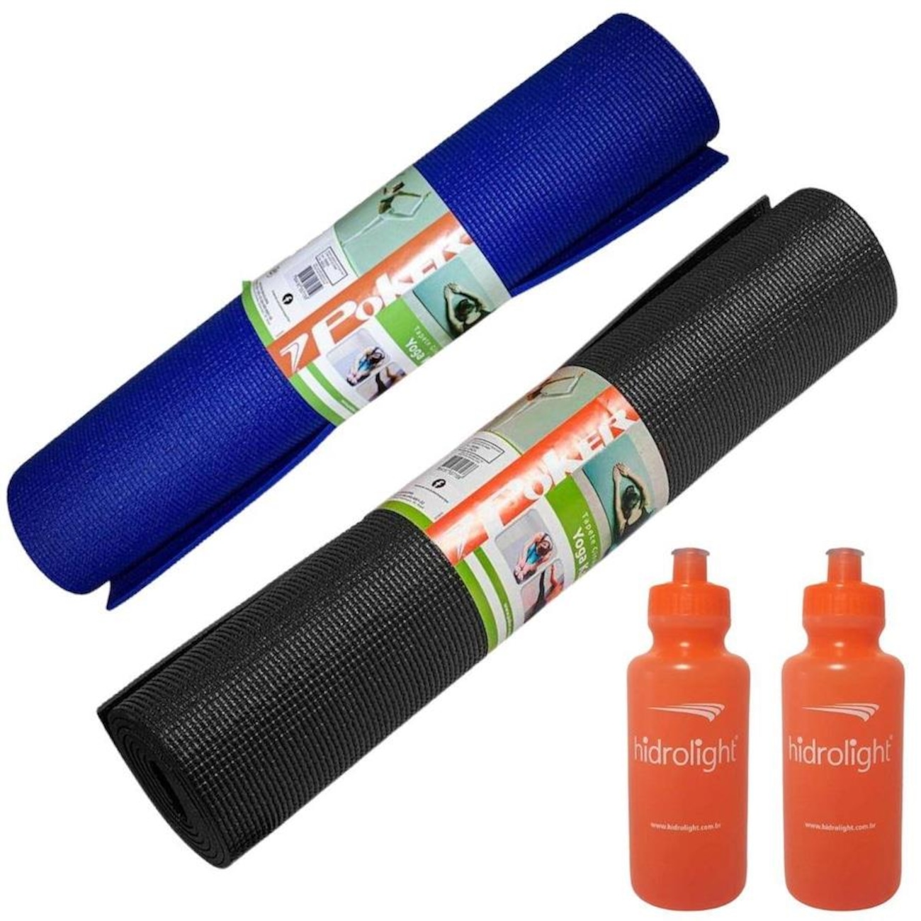 Kit de Yoga Pilate Meditação Alongamento Poker: 2 Tapetes + 2 Squeeze ...