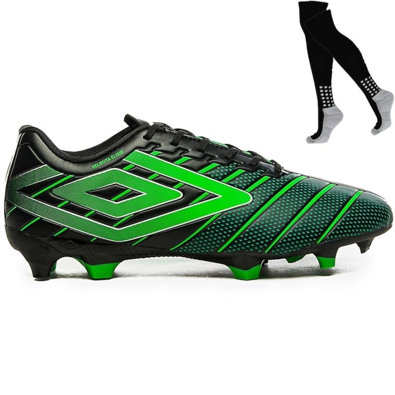 Kit Chuteira de Campo Umbro Velocita Elixir Club + Meião - Adulto em ...