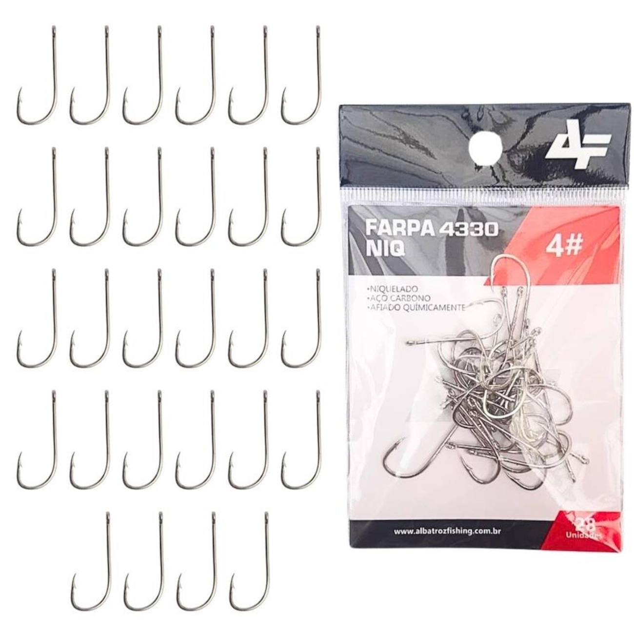 Pacote Albatroz Fishing Azol Pesca 28 Und Niquelados Aço Carbono Farpa ...