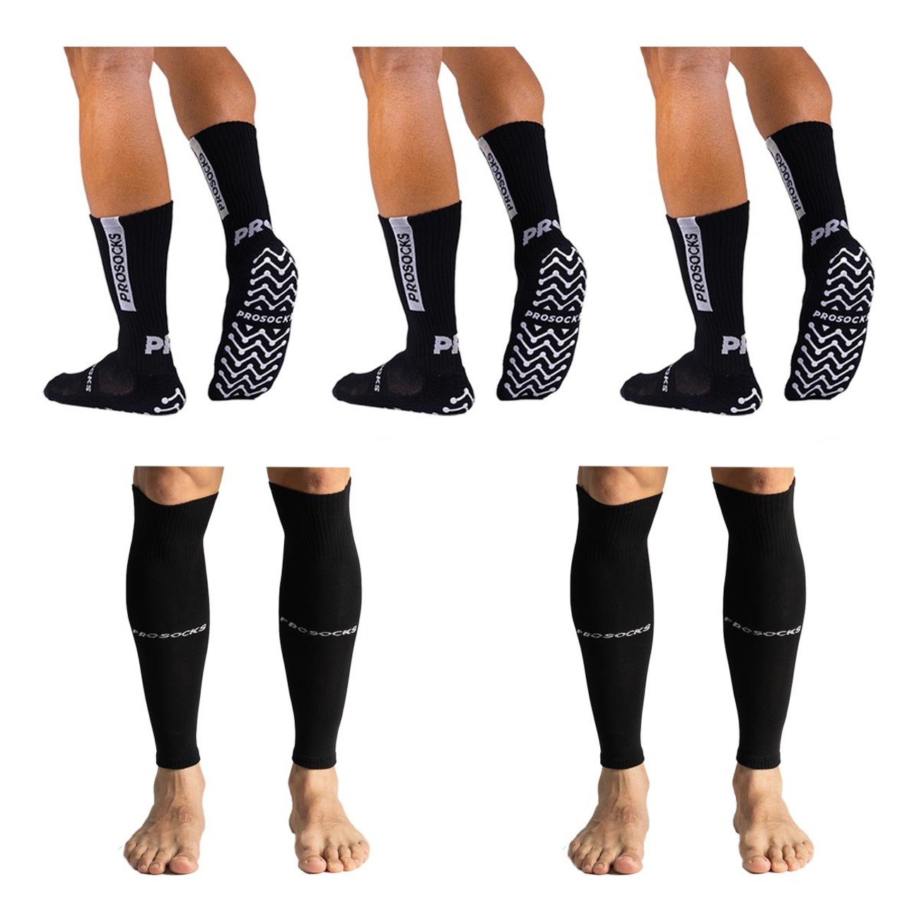 Kit Meia Prosocks®Ultragrip Antiderrapante 3 Pares + 2 Pares Meião Cortado Armor Futebol Adulto ...