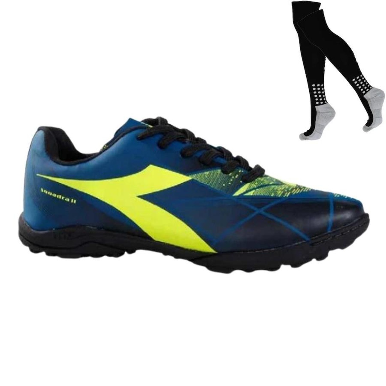 Kit Chuteira Society Diadora Squadra II + Meião - Adulto | Centauro