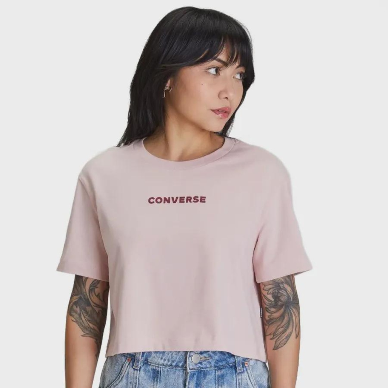 Camiseta Cropped Converse Puff Oversized Fit Dusty Cinder - Feminina ...