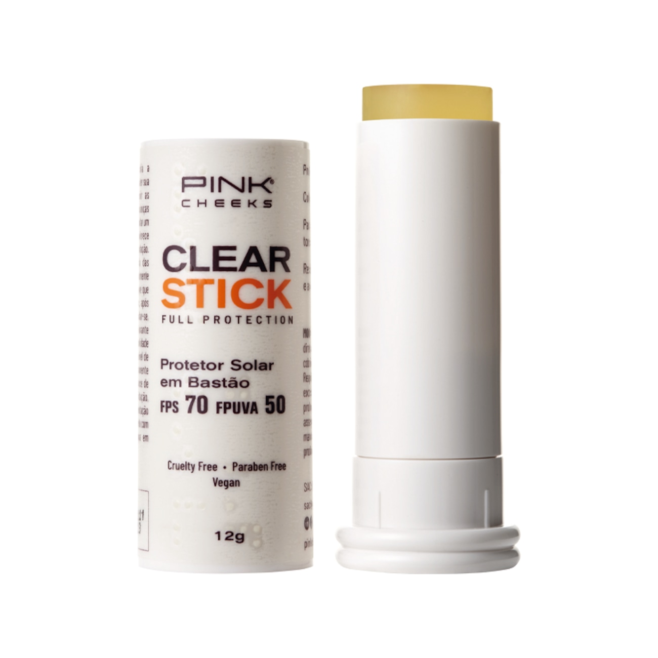 Clear Stick protetor Pink Cheeks transparente FPS70 FPUVA50 12g | Centauro