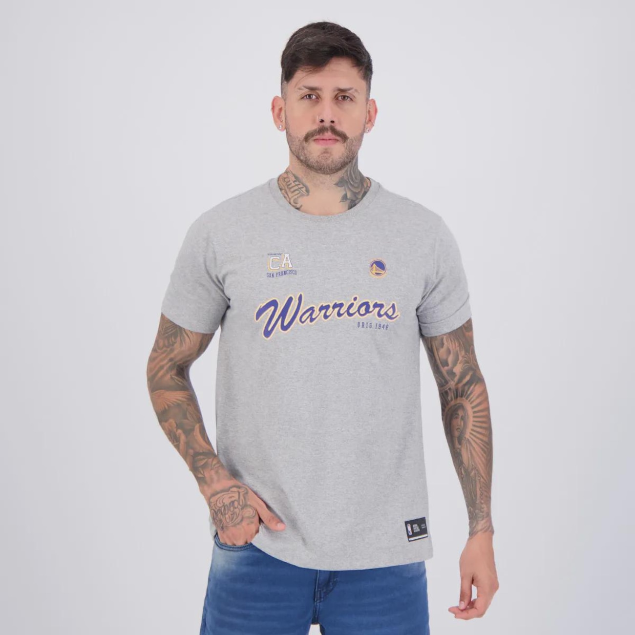 Camiseta NBA Golden State Warriors Cursive Masculina | Centauro