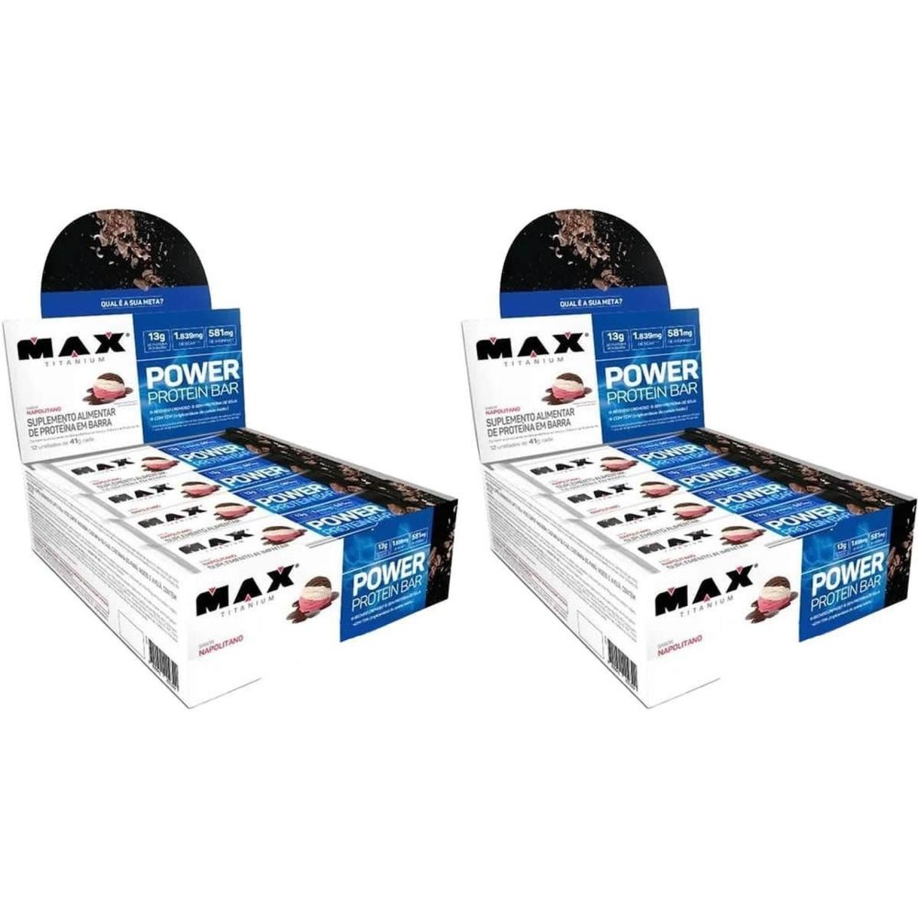 Kit 2x Caixas Power Protein Bar - 12 Unidades 41g Napolitano - Max ...