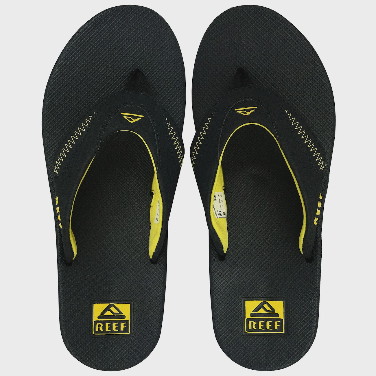 Chinelo Reef Fanning Pregame Black Yellow - Masculino | Centauro