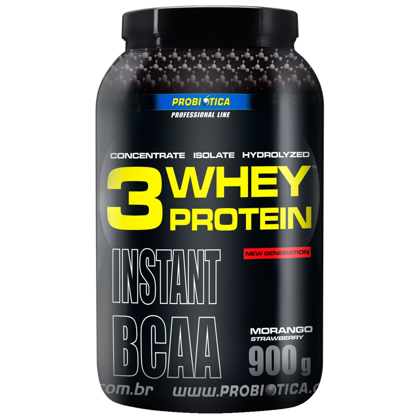 Whey Protein 3 - 900 g - Sabor Morango - Probiótica | Centauro