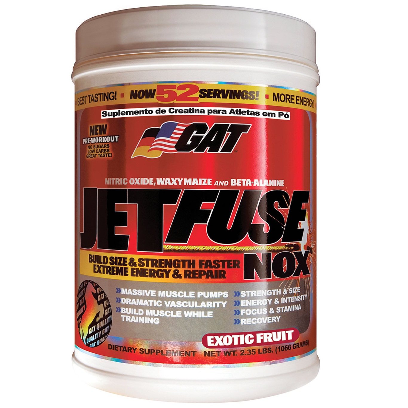 Jetfuse Nox - 1,066 kg - Sabor Frutas Tropicais - GAT | Centauro