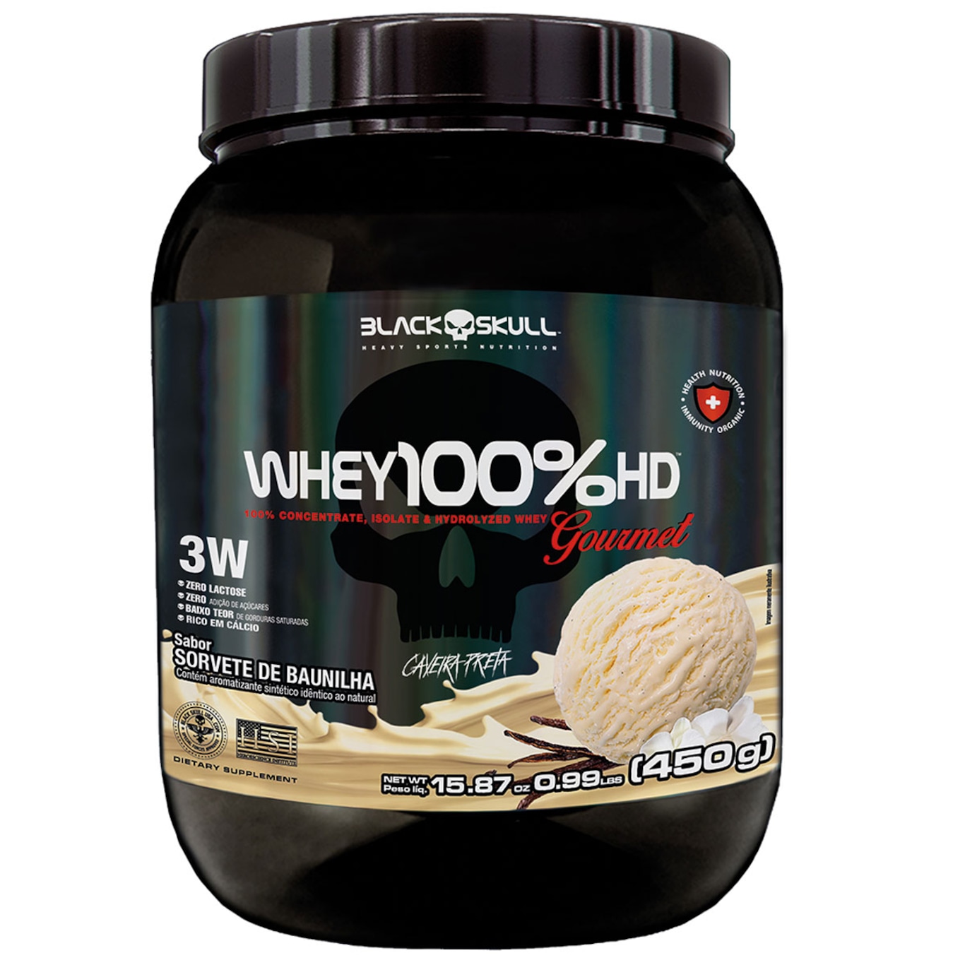 Whey Protein Black Skull HD Gourmet Sorvete de Baunilha - 450 g em ...